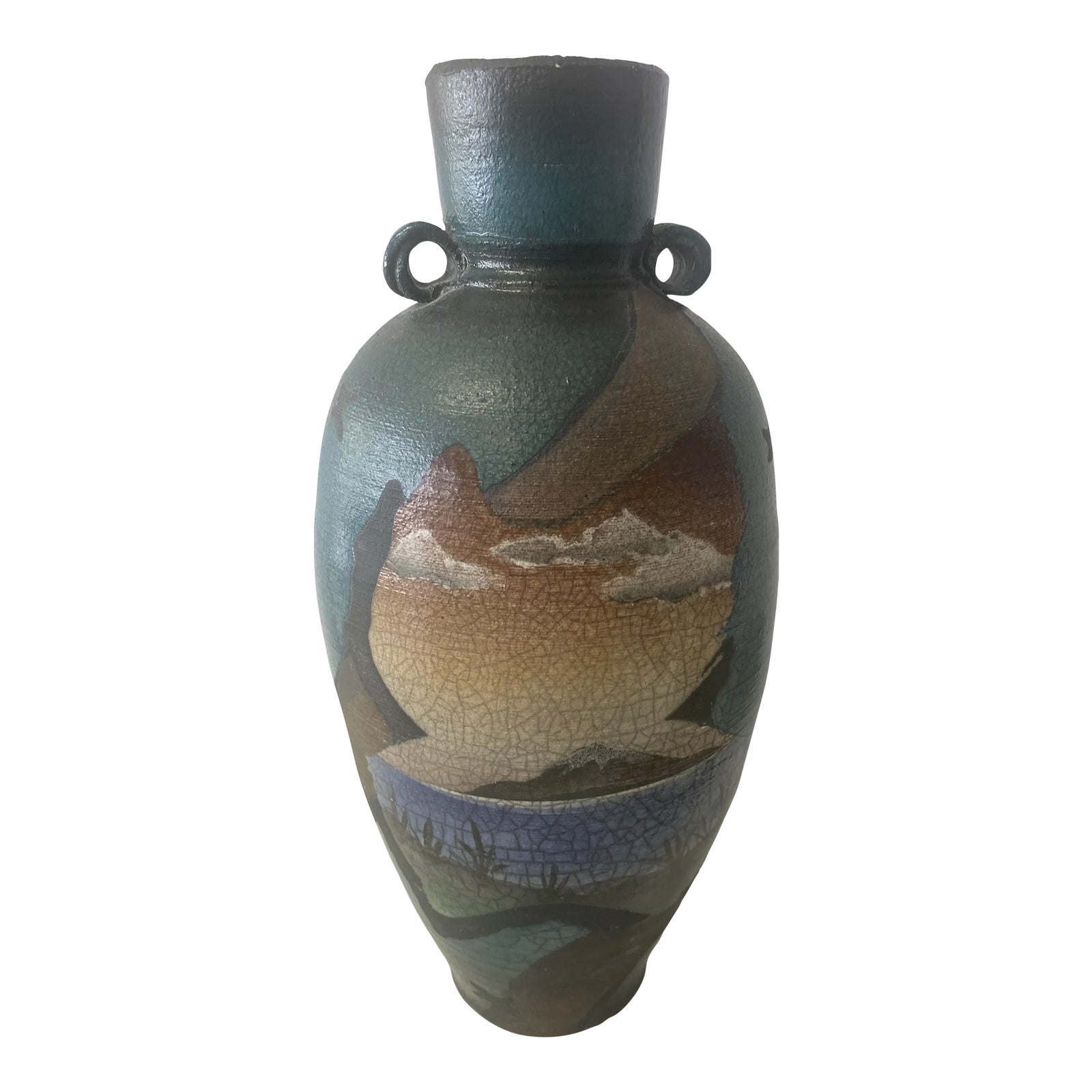 1980s Signed Ken Jensen Raku Style Ceramic Vase | Chairish