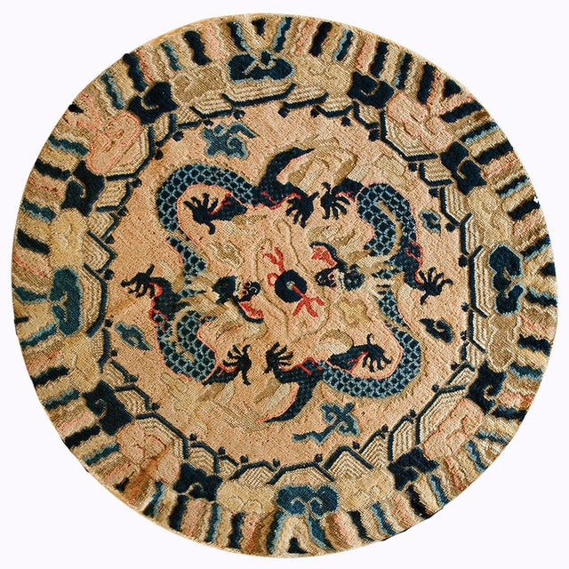 Late 19th Century Antique Chinese Ningxia Rug 4'0" X 4'0" | Chairish