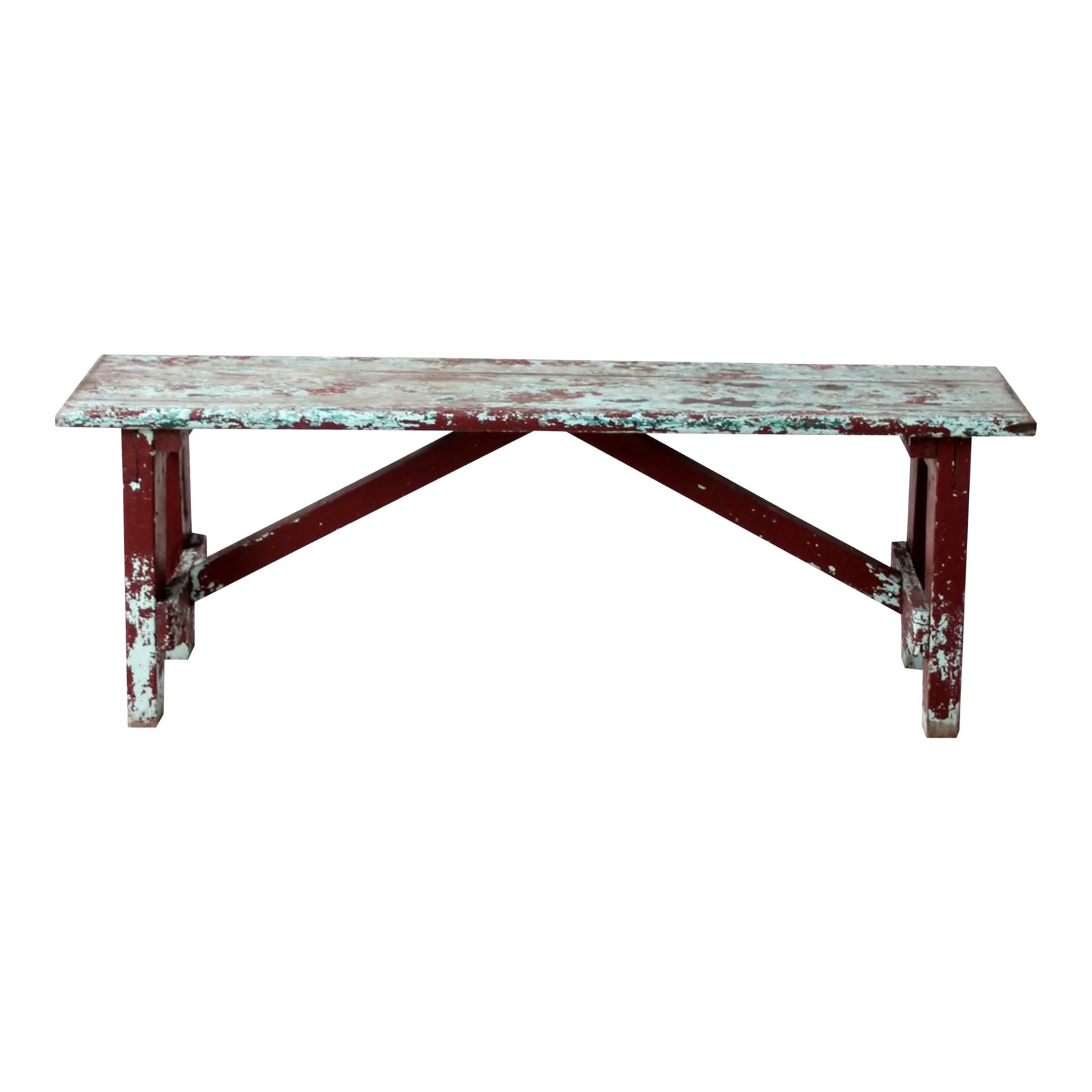 Antique Primitive Painted Bench | Chairish