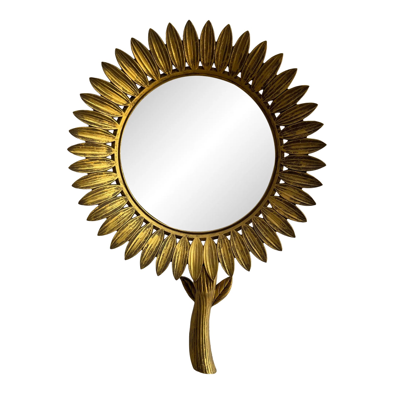 Gold Sunflower Wall Mirror | Chairish