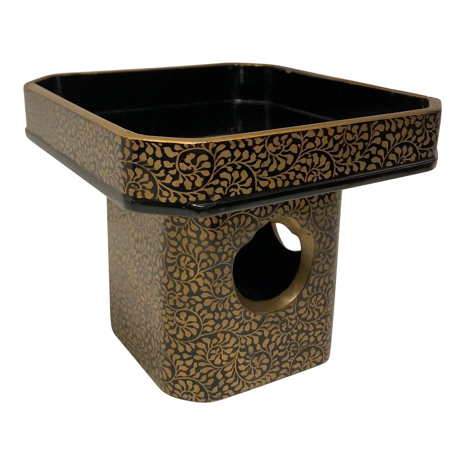 Vintage Japanese Gold and Black Wooden Lacquer Maki-E Offering Stand ...