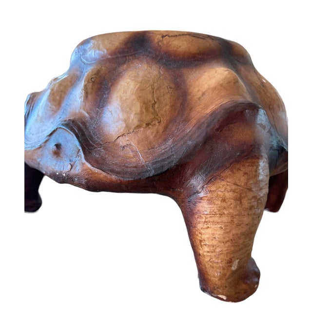 Vintage Leather Tortoise Foot Stool | Chairish