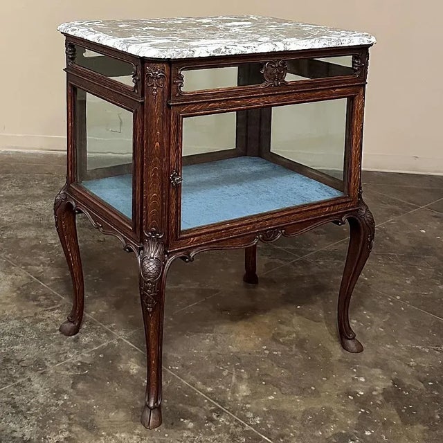 19th Century French Louis XIV Marble Top End Table ~ Display Case ...