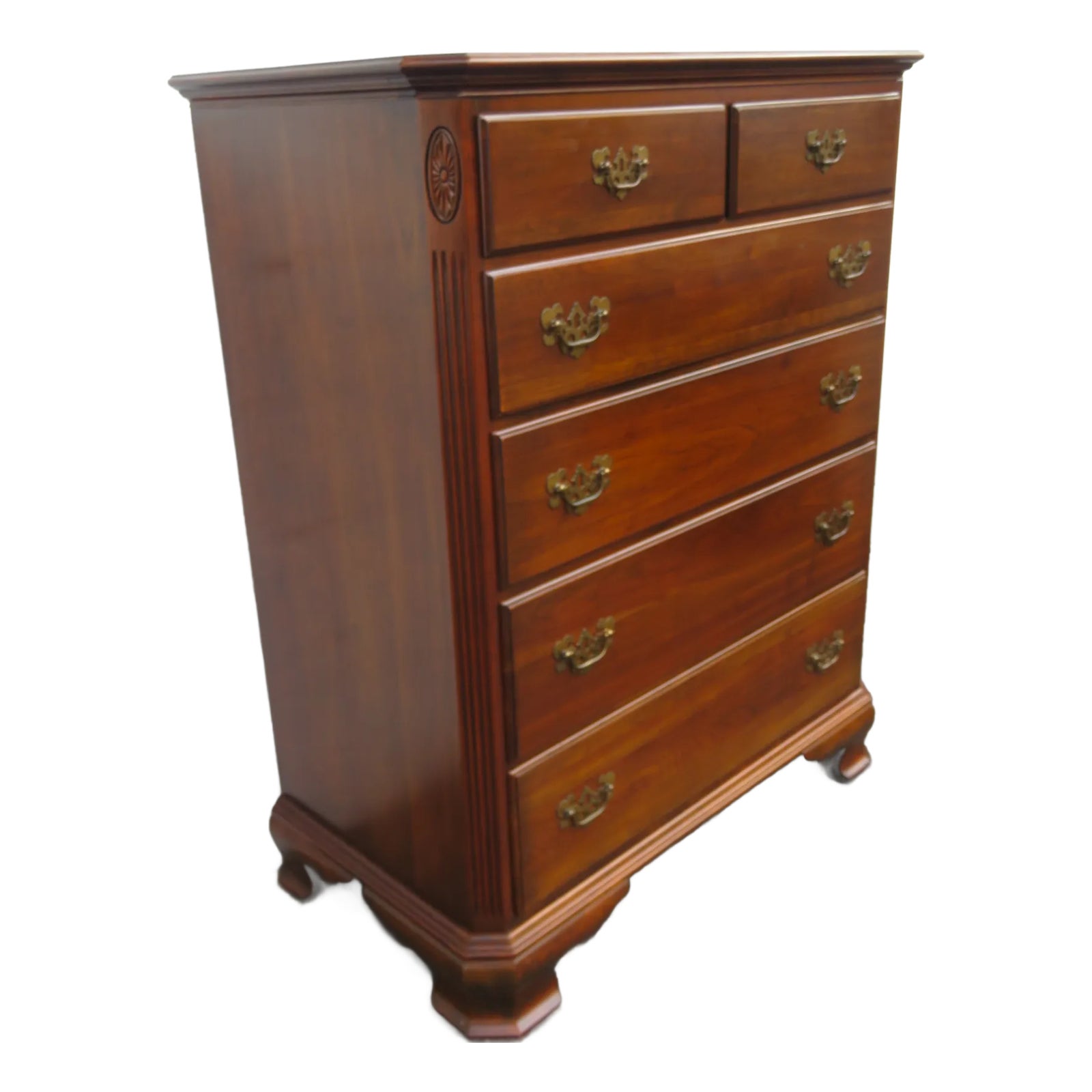Ethan Allen Solid Cherry Tall Chest of Drawers 5786 | Chairish