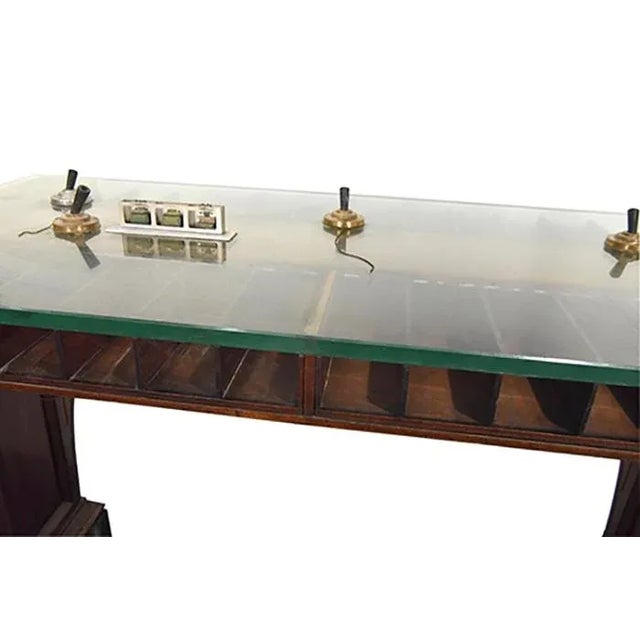 1920's Glass Top Bank Table With Scrolled and Paneled Supports on ...