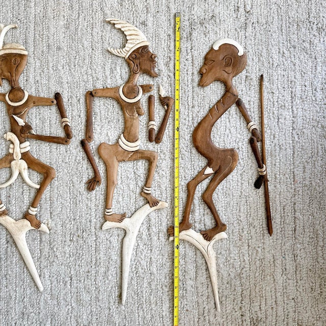 Vintage Large African Shadow Puppet Art Wooden Teak Art | Chairish