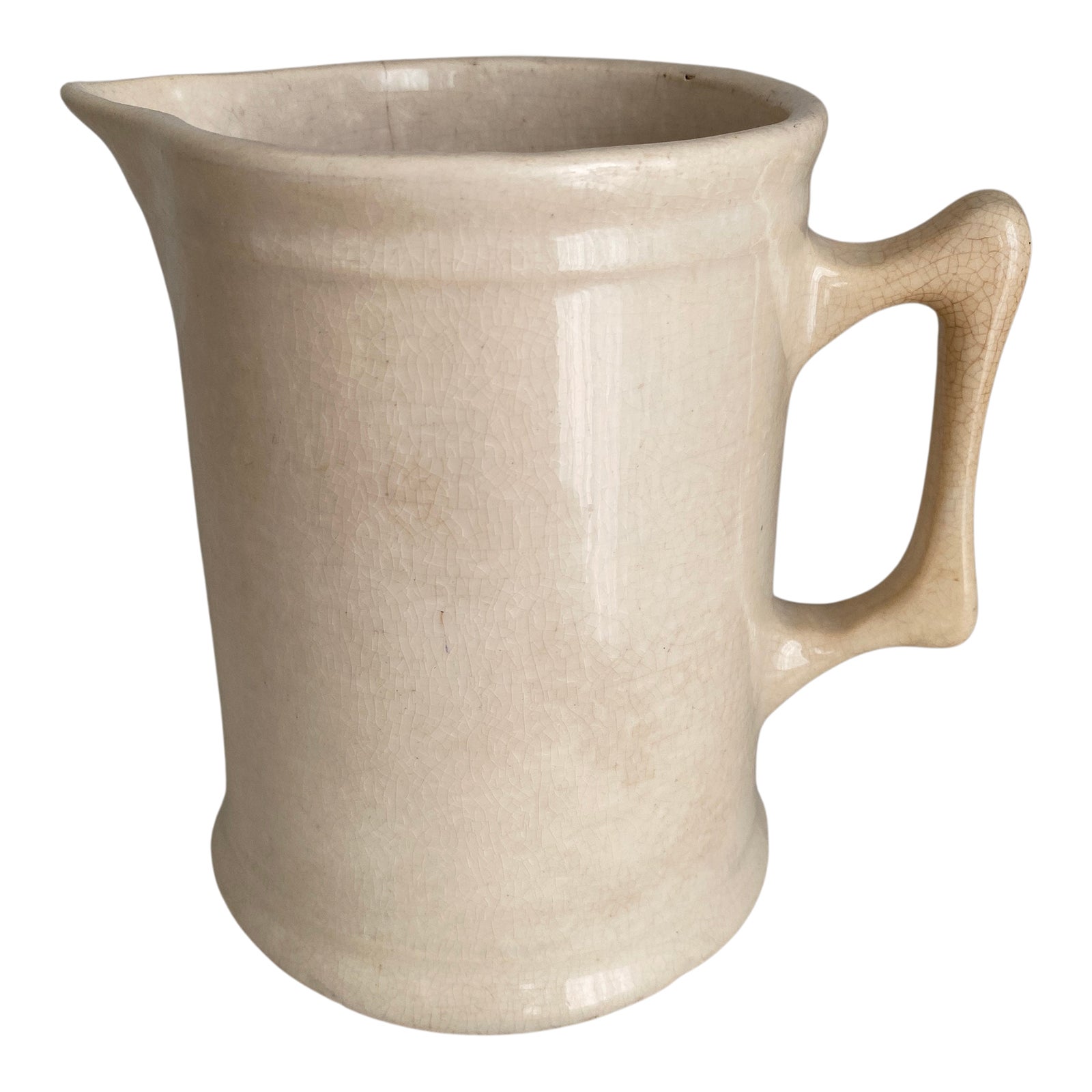 Antique Cream Beige Ironstone Milk Pitcher | Chairish