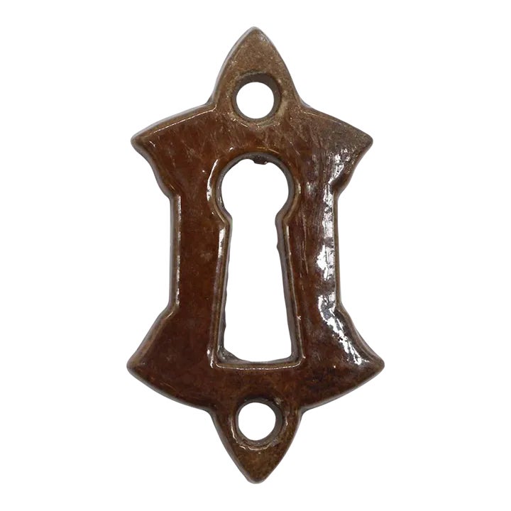 Antique Brown Enameled 2.5 In. Cast Iron Keyhole Cover | Chairish