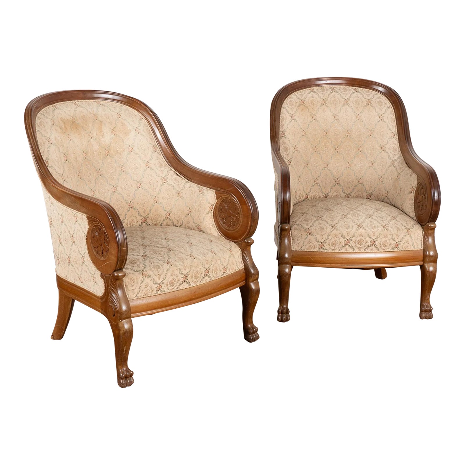 Pair, Mahogany Club Library Chairs, Denmark Circa 1900's | Chairish