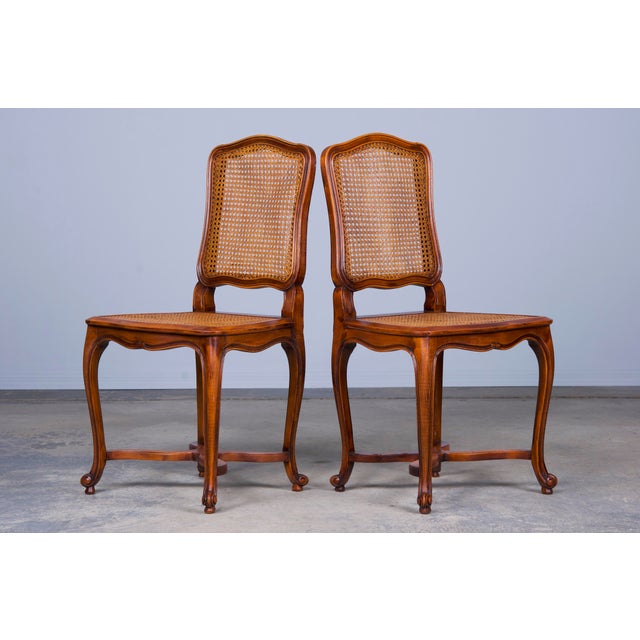 Antique French Louis XV Style Provincial Cherry Wood Cane Dining Chairs ...