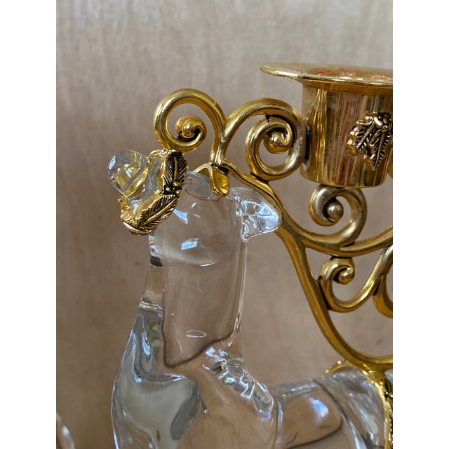 Vintage Gorham Holiday Reindeer Crystal Taper Candle Holders- a Pair ...