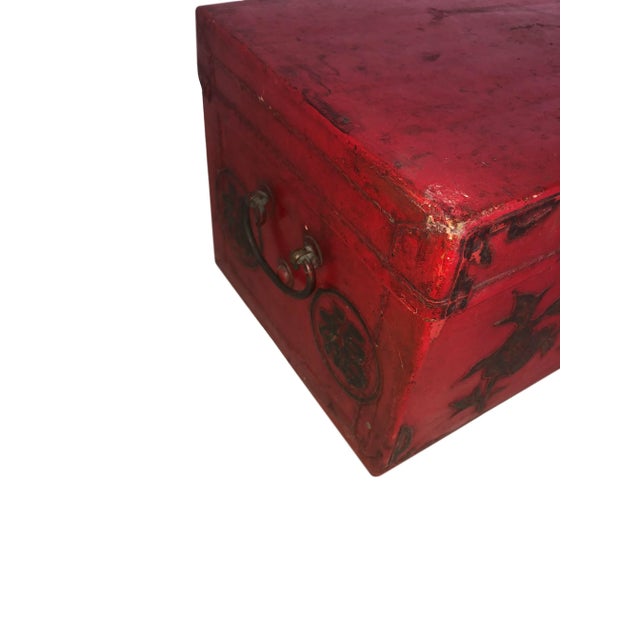 Antique Chinese Red Lacquer Box | Chairish