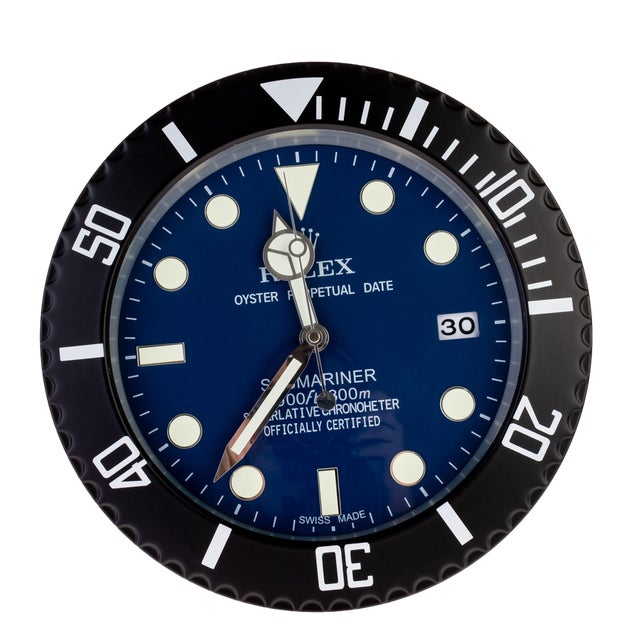 Oyster Perpetual Blue & Black Submariner Wall Clock from Rolex, 2010s ...