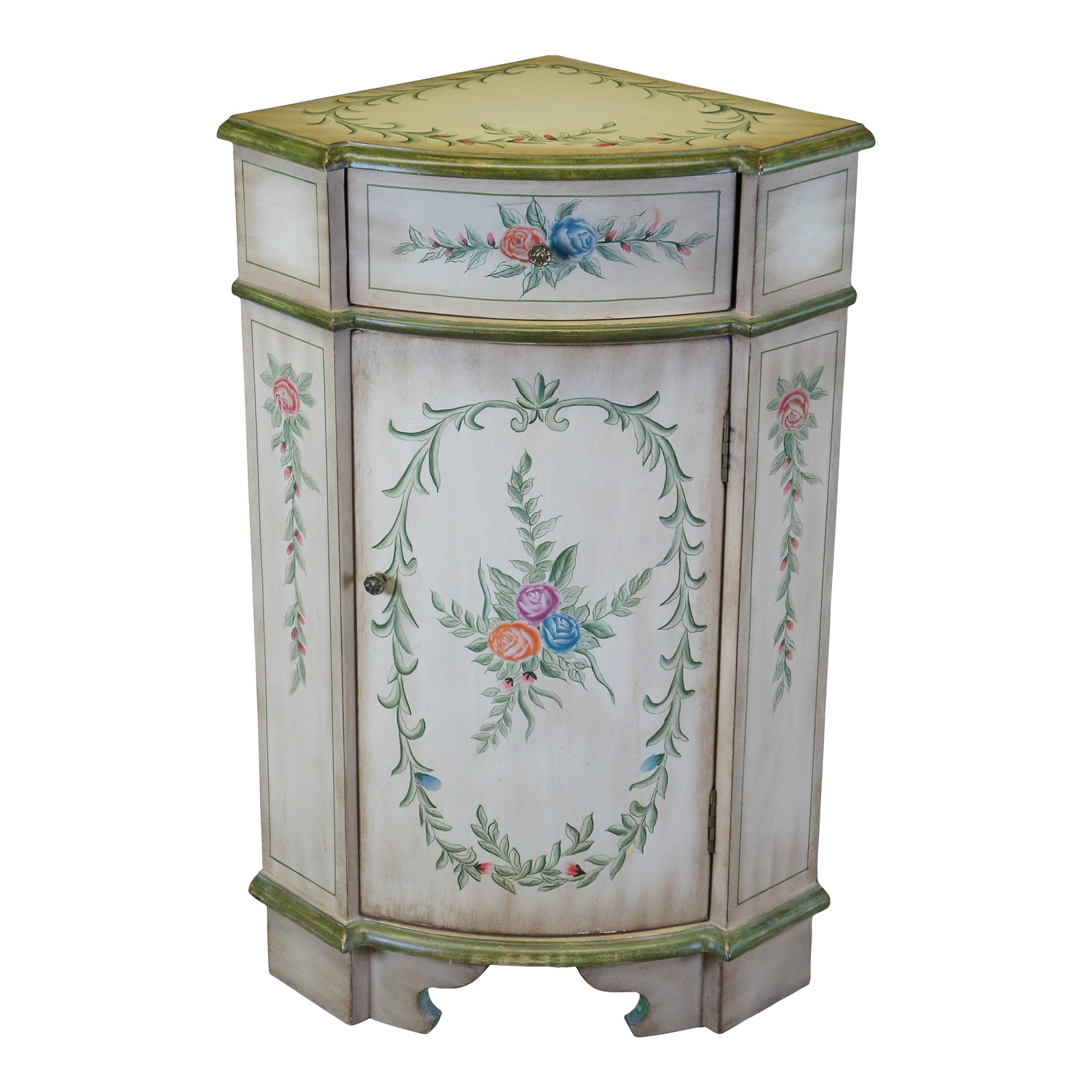 Late 20th Century Vintage French Provincial Country Corner Cabinet ...