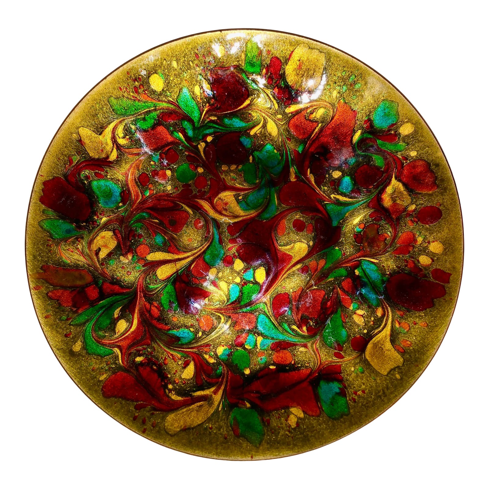 1970s Ganddee Abstract Enamel on Copper Plate | Chairish