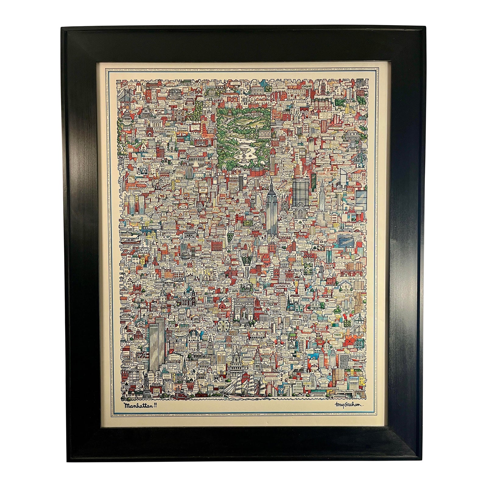 1978 Tony Graham "Manhattan" New York Vintage Framed Cardboard Print ...