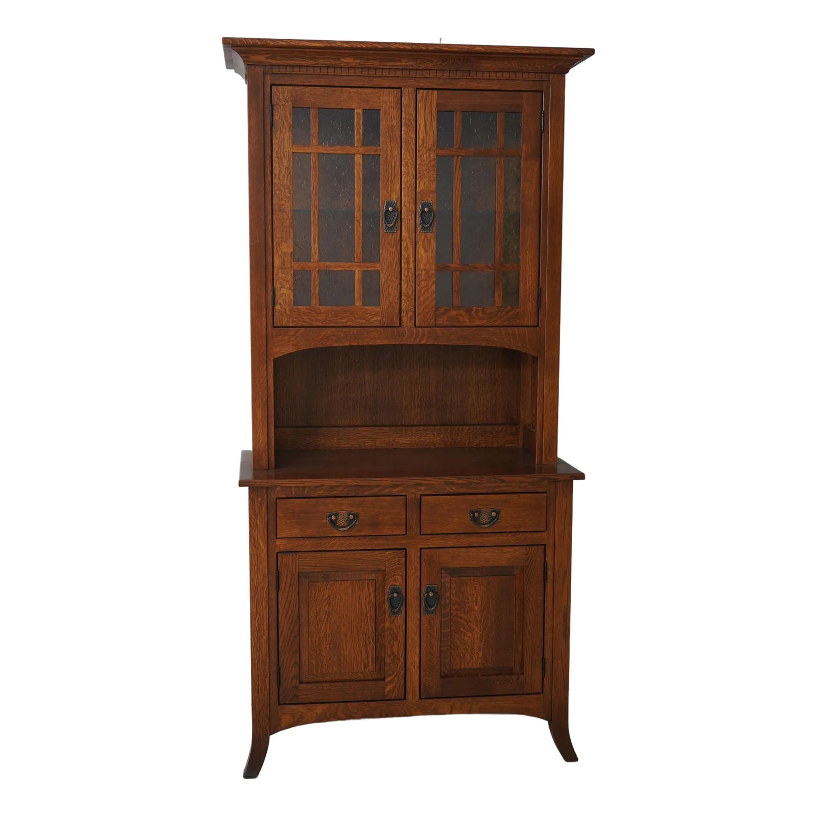Cherrico Mission Oak Narrow China Cabinet Hutch | Chairish