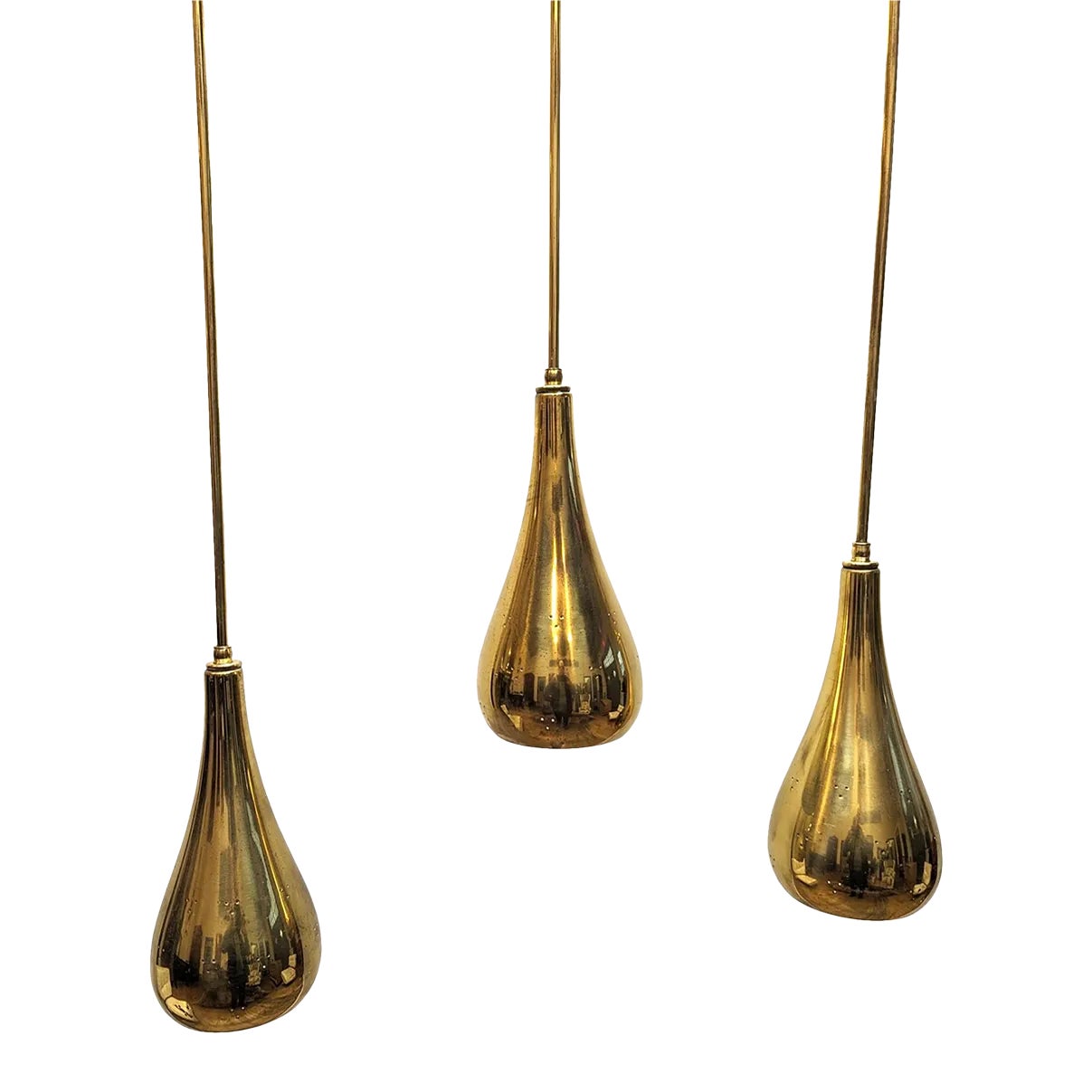 Mid Century Brass Tear Drop Pendants Attributed Paavo Tynell for ...