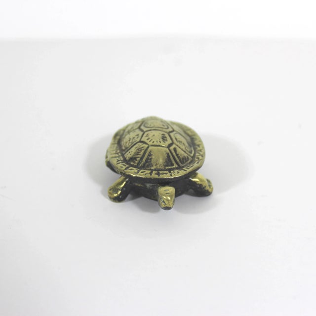 Mid 20th Century Small Brass Turtle Trinket Box With Opening Lid | Chairish