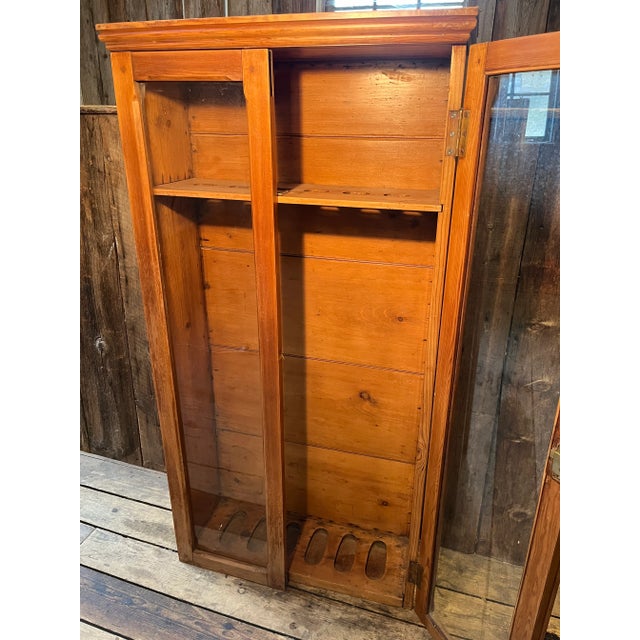 Late 20th Century Antique Pine Two Door Gun Cabinet | Chairish