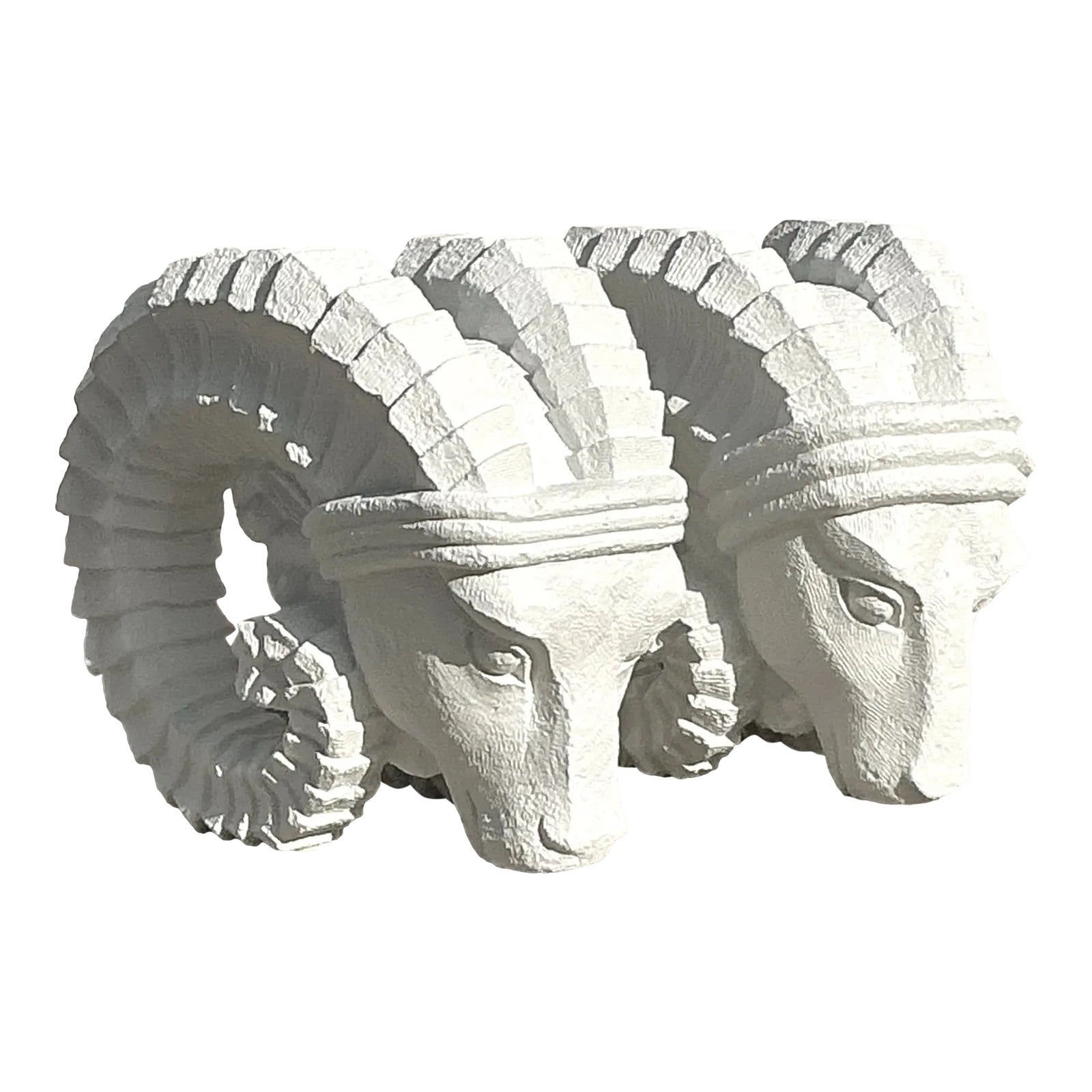 Vintage Boho Plaster Rams Heads - Set of 2 | Chairish