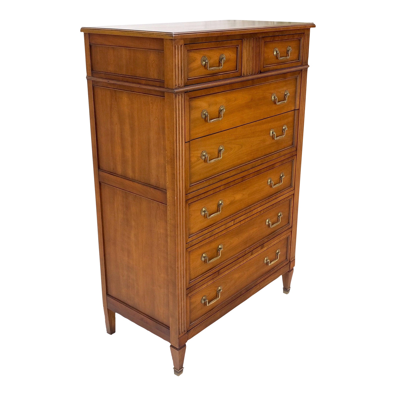 Kindel 7 Drawers Fruitwood Heavy Brass Drop Pulls High Chest Tall ...