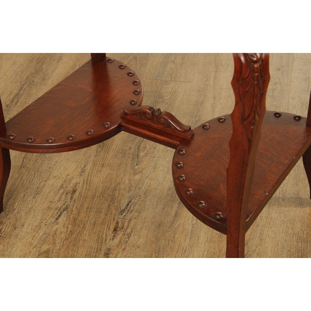 Victorian Carved Oak Music Box Table | Chairish