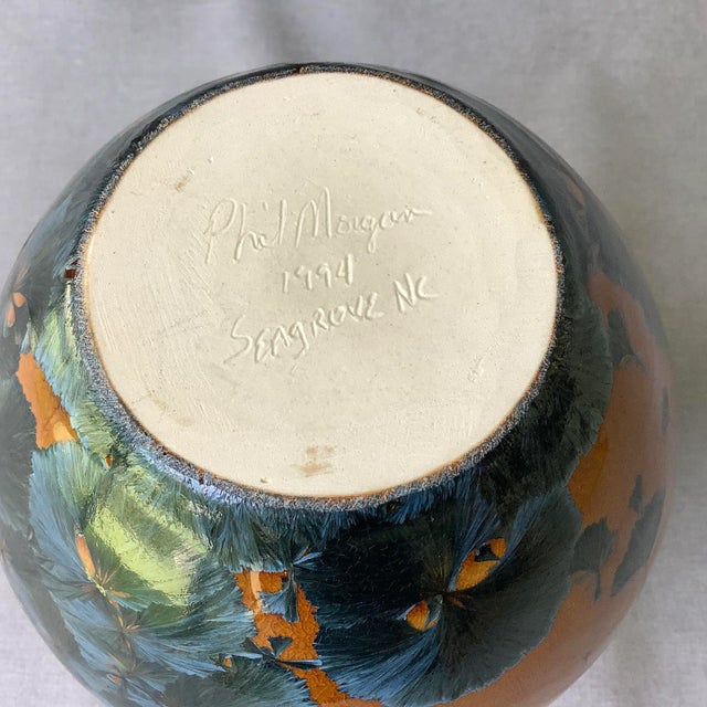 1990s Signed and Dated Phil Morgan Crystalline Glazed Large Ceramic ...
