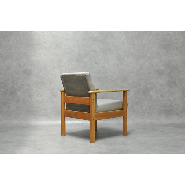 Vintage Dusty Armchair in Wood & Fabric | Chairish