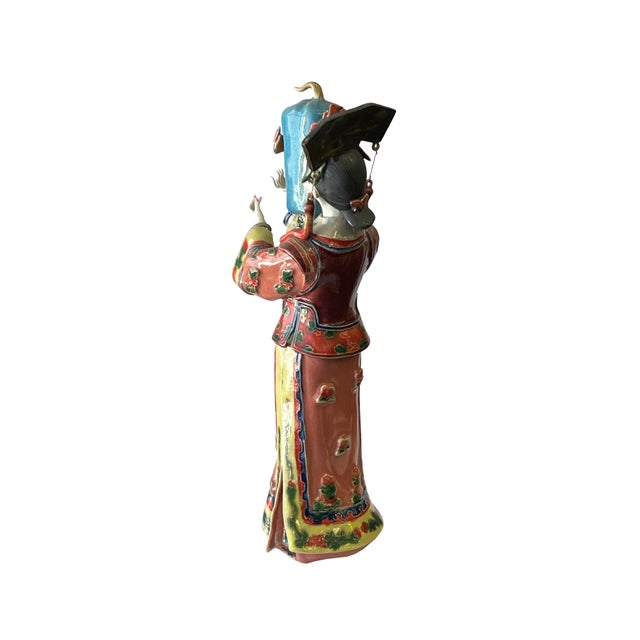 Chinese Oriental Porcelain Ancient Style Dressing Lady Figure | Chairish