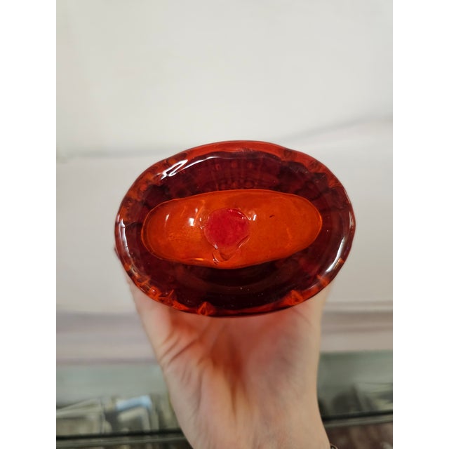 Mid Century Modern Rainbow Art Glass Hand Blown Orange Owl Vase ...