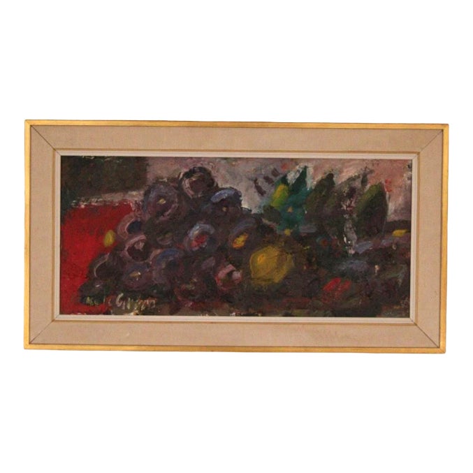 Kulo Green, Still Life: Grapes, 1960s, Oil on Canvas, Framed | Chairish