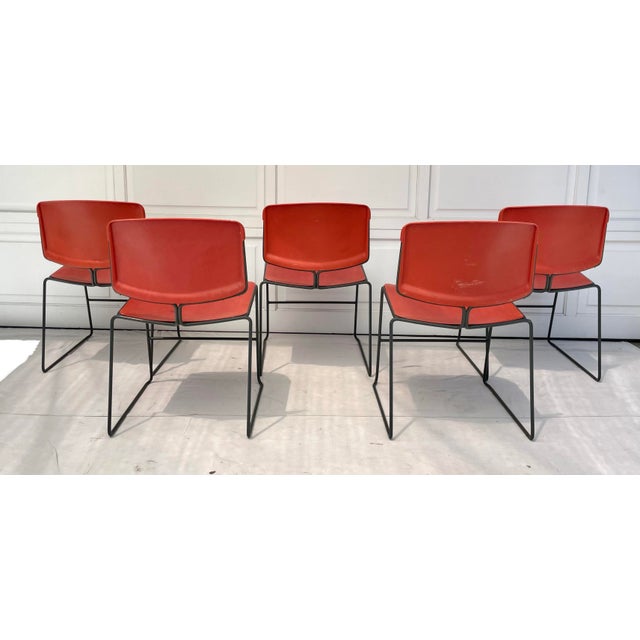 Vintage Set of 5 Steelcase Max Stacker Red Chairs | Chairish