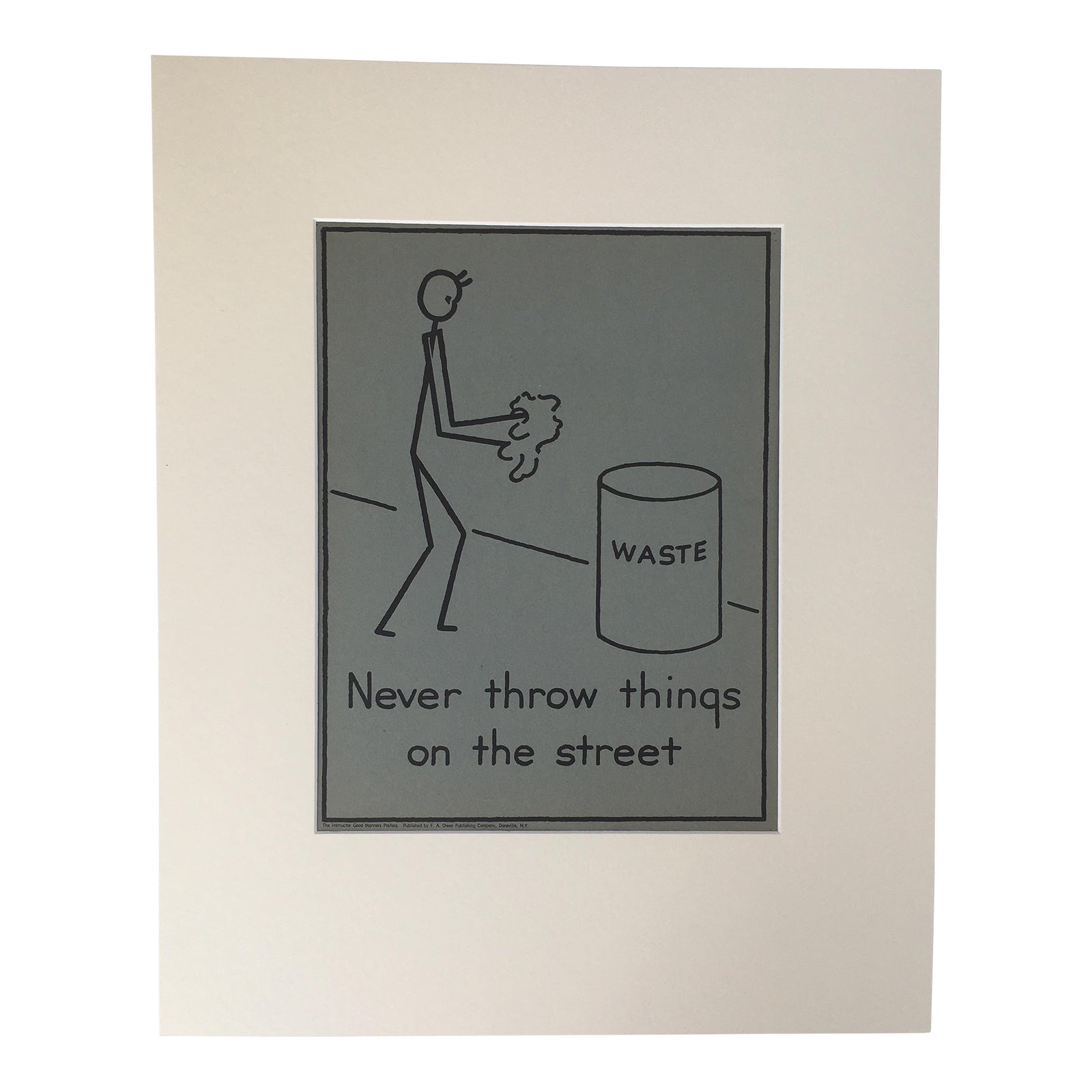 1940s "Good Manners" Double-Sided Stick Figure Poster | Chairish