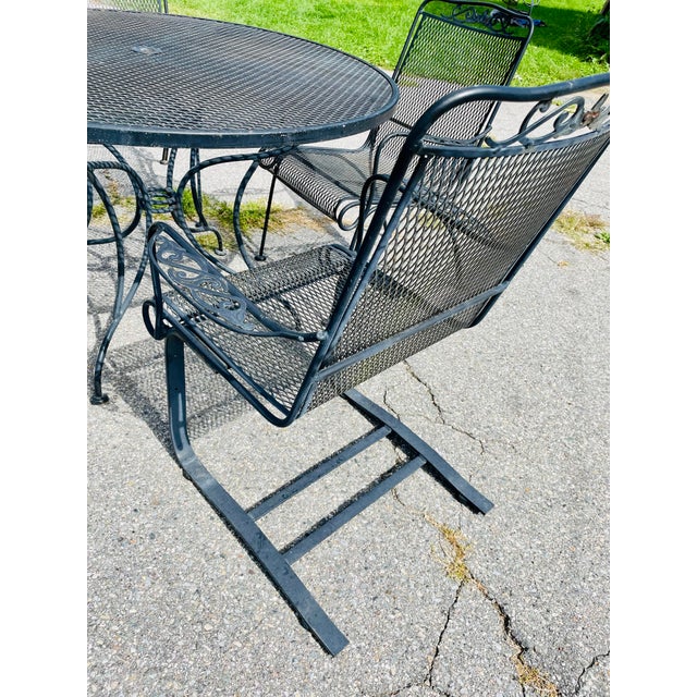 Vintage Mid Century Modern Wrought Iron Patio Table 4 Chairs Chairish