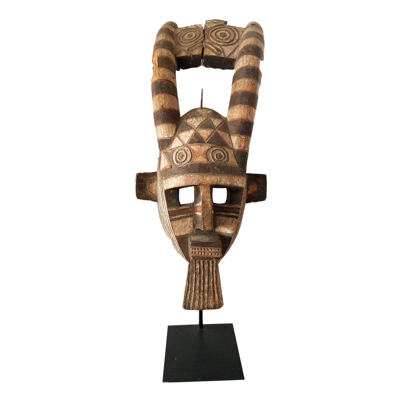 Rare African Old Bobo Mask Helmet Burkina Faso 26.25" H W/ Stand | Chairish