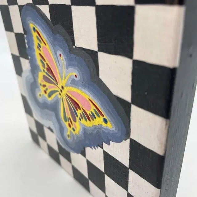 Postmodern Style Butterfly Still Life Painting | Chairish