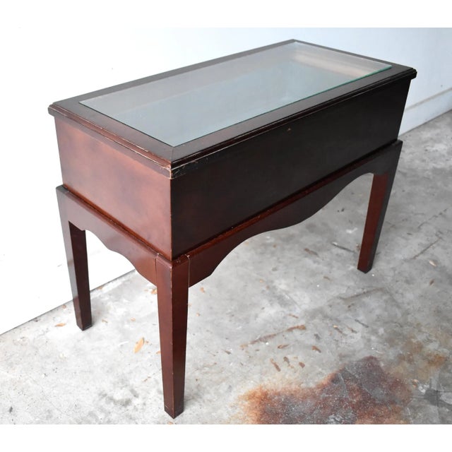 Vintage Display Dark Wood Side Table | Chairish