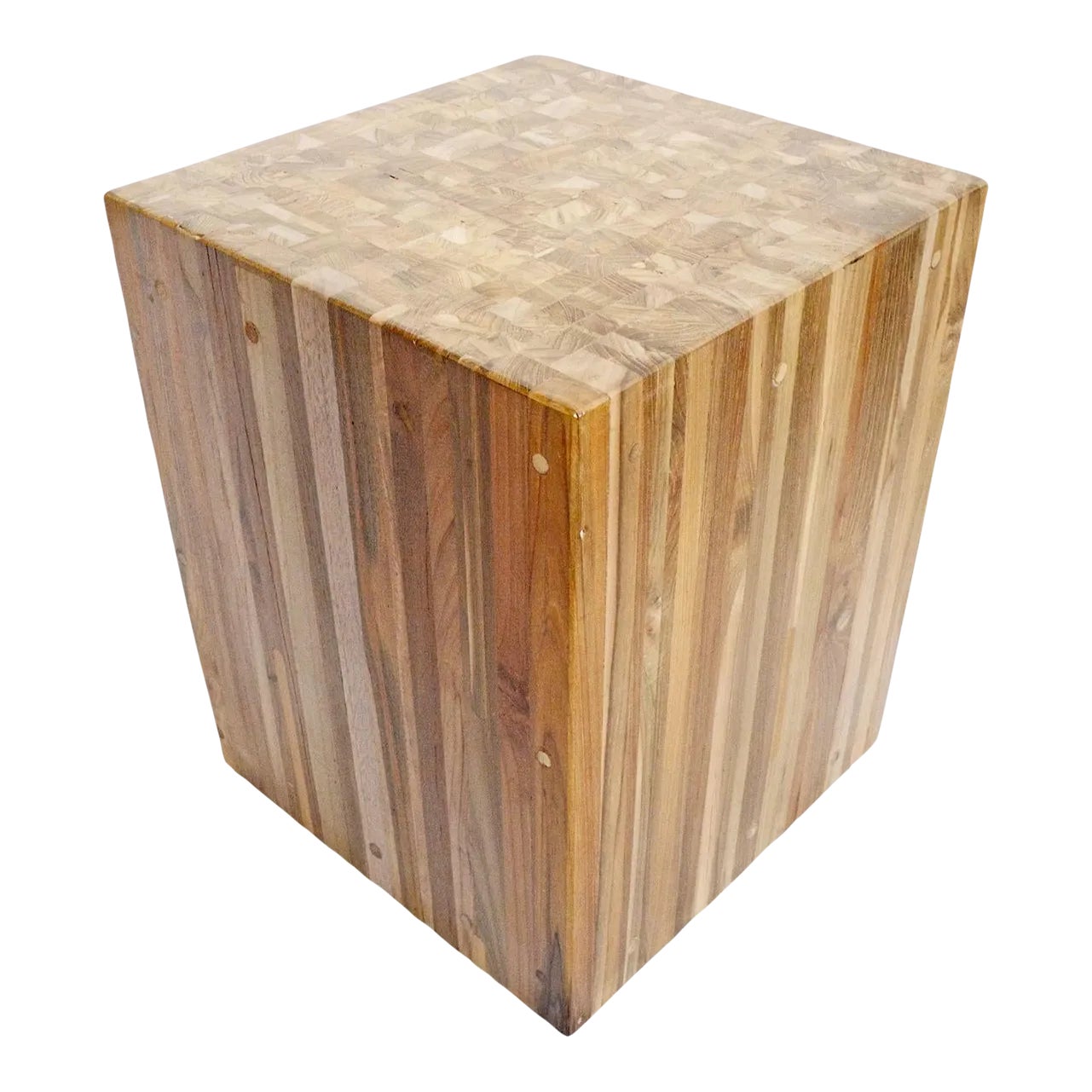 Reclaimed Teak Cube Side Table | Chairish