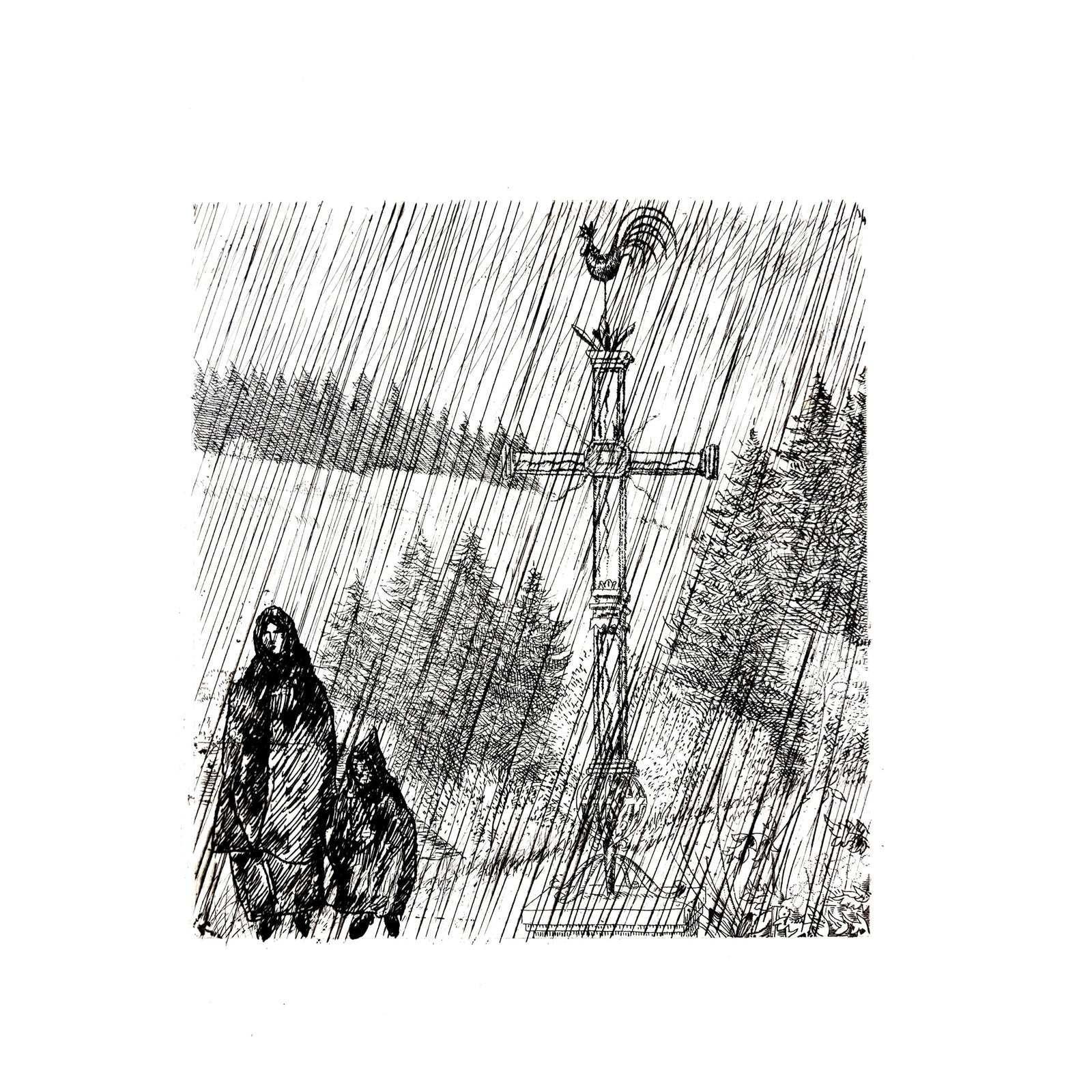 Jean Émile Laboureur - Under the Cross - Original Etching 1946 | Chairish