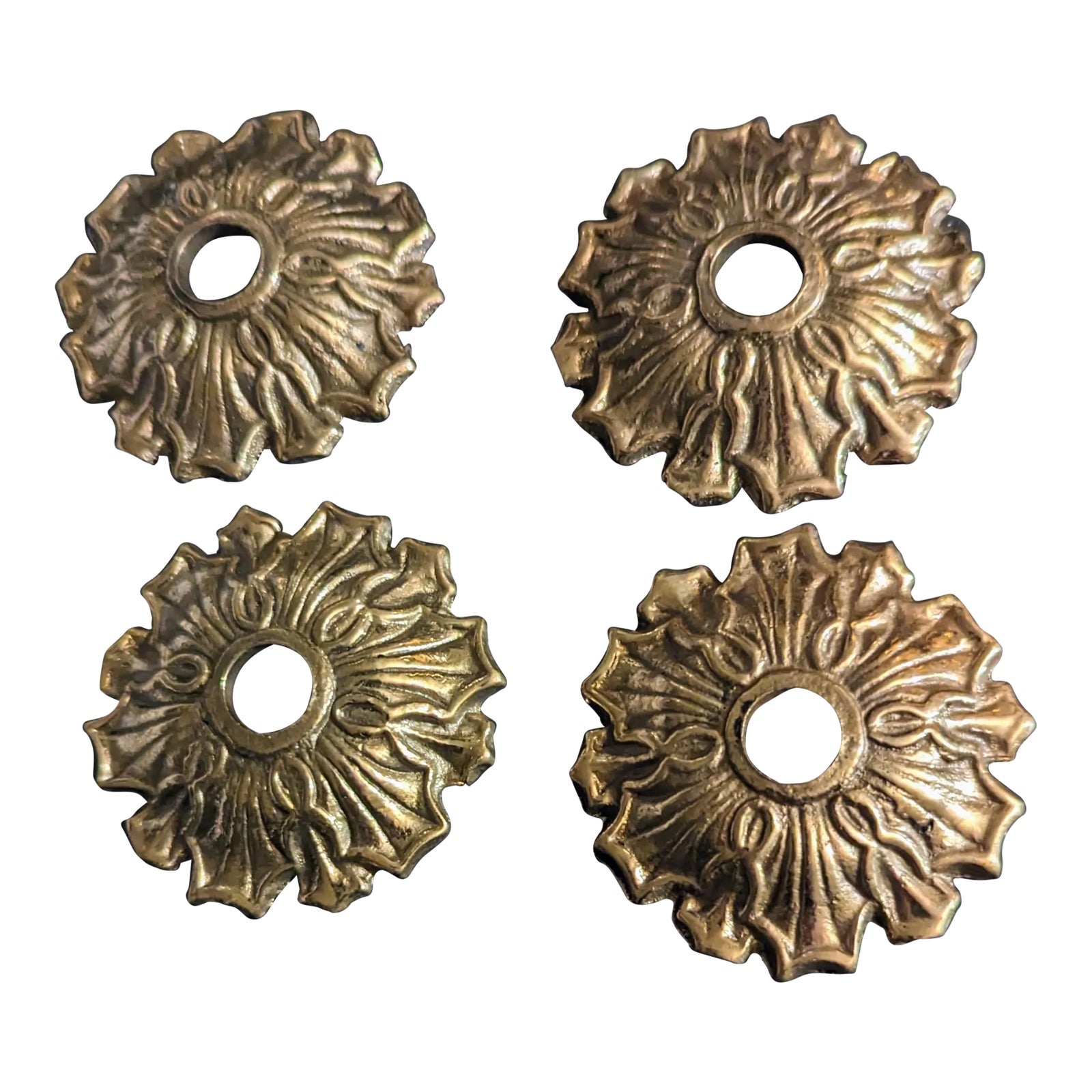 Brass Bobeche Chandelier or Sconces - Set of 4 | Chairish