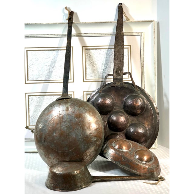 Antique Hand Crafted Copper Cooking Utensils, Signed - Set of 4 | Chairish