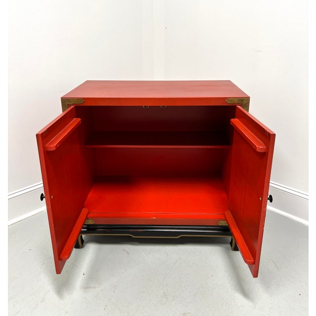 Thomasville Red & Black Lacquered Asian Campaign Style Console Cabinet ...