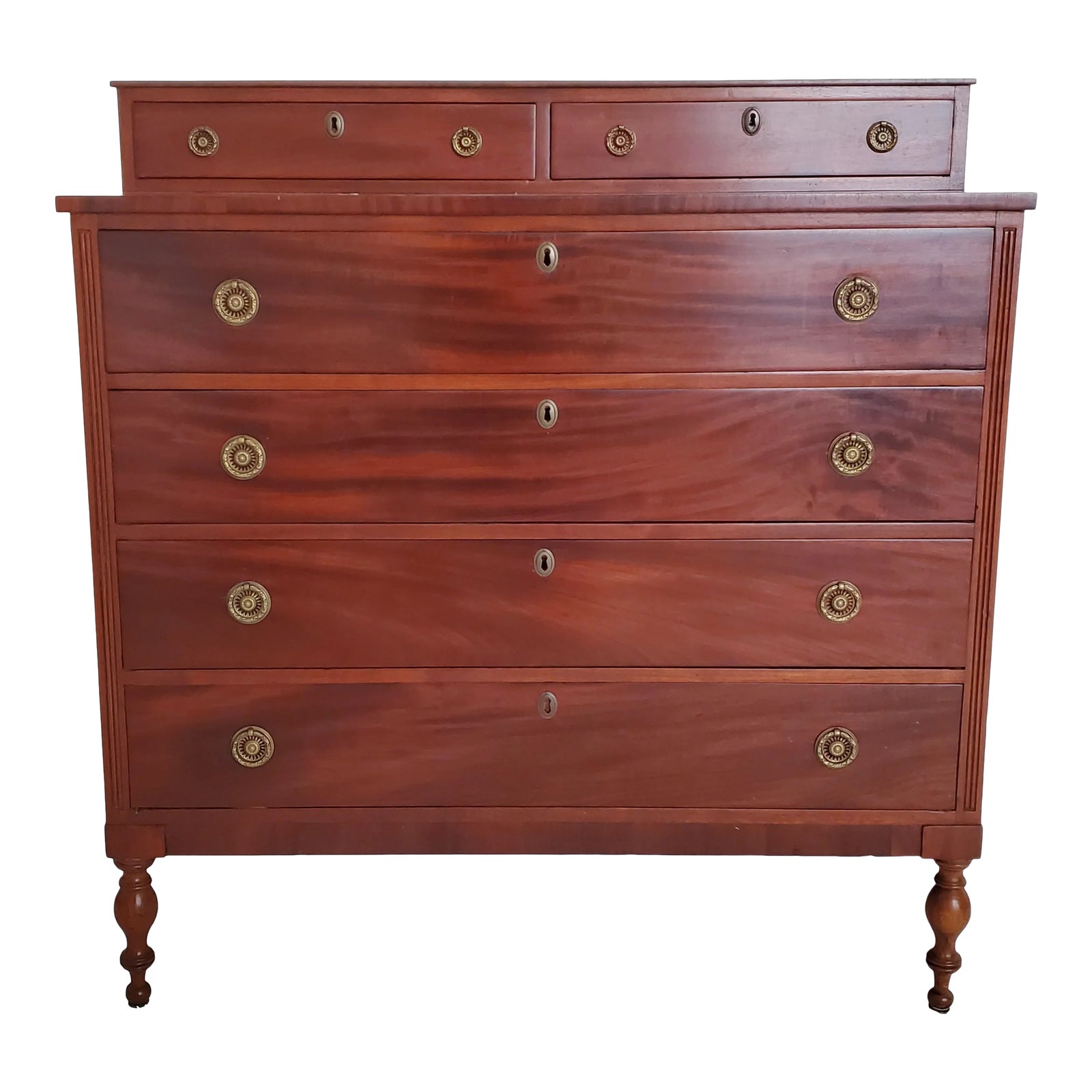 Sheraton Chest With Handkerchief Drawers | Chairish