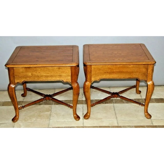 1990s Vintage Bernhardt Furniture Side Tables Matching Set Drawer - a ...