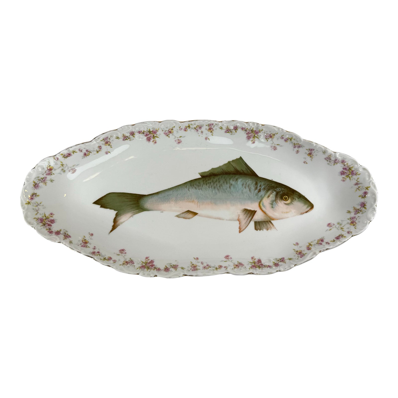 Antique L Straus & Sons Carlsbad Austria Gilded Porcelain Fish Platter ...