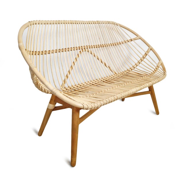 Rattan Oval Bench | Chairish