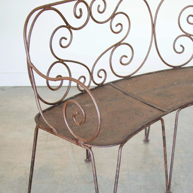 Early 20th Century Spanish Antique Curved Iron Bench | Chairish