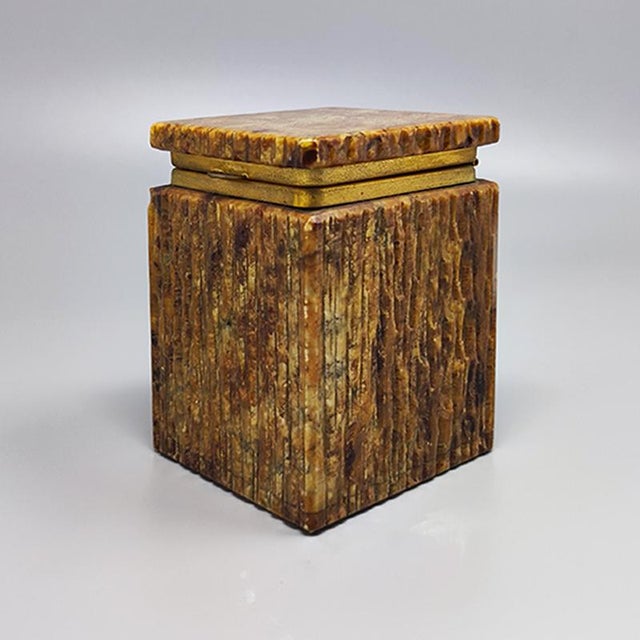 1960s Italian Handmade Brown Alabaster Box | Chairish