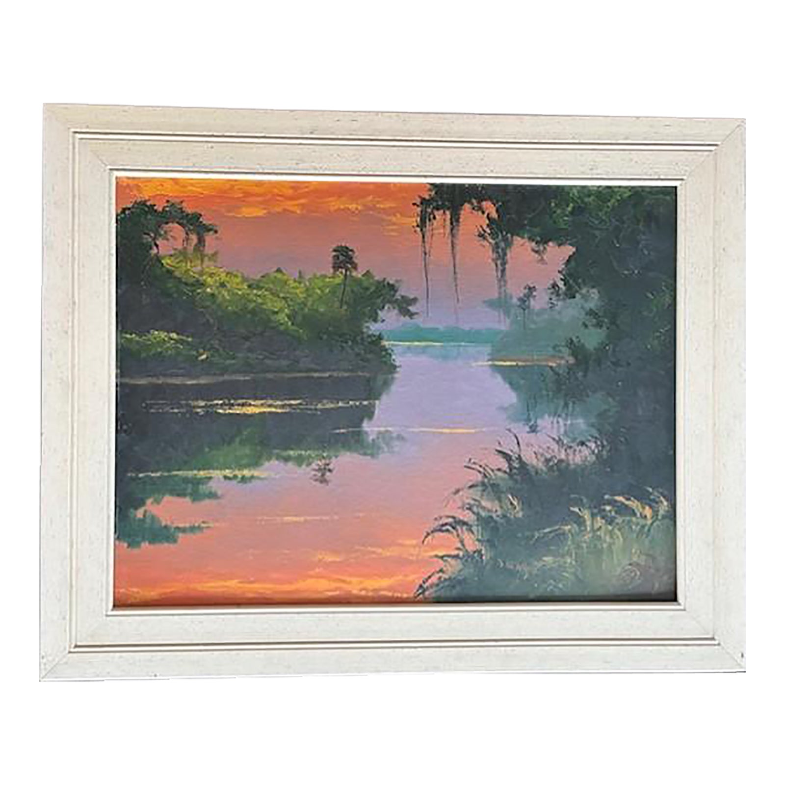 Dusk on the Saint Lucie, Painting by Sam Newton, Framed | Chairish